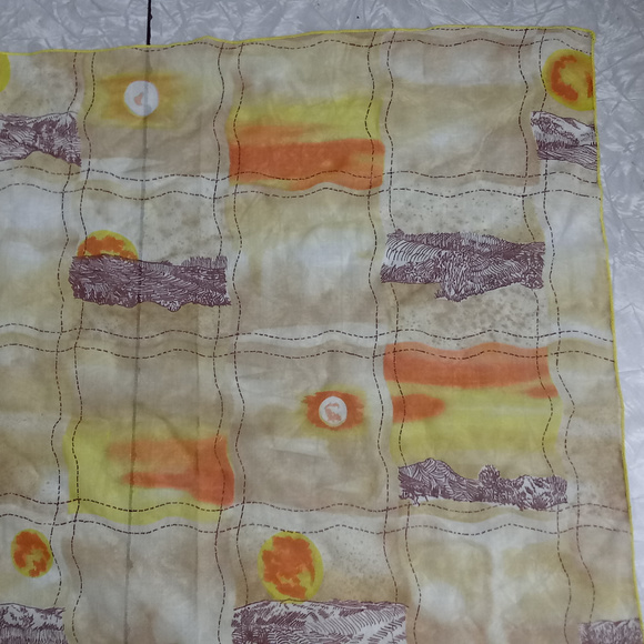 Vintage | Accessories | Vintage 7s 80s Sunny Scene Scarf | Poshmark
